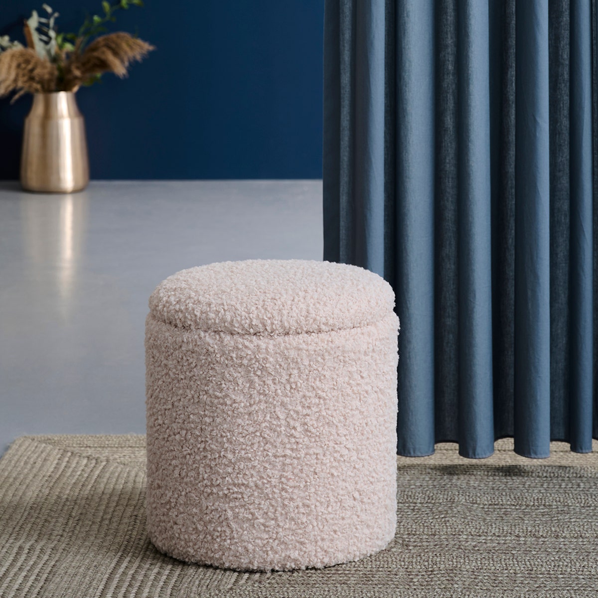 Sem teddy poef gebroken wit - met opbergruimte - Ø 36 cm - Lisomme ...