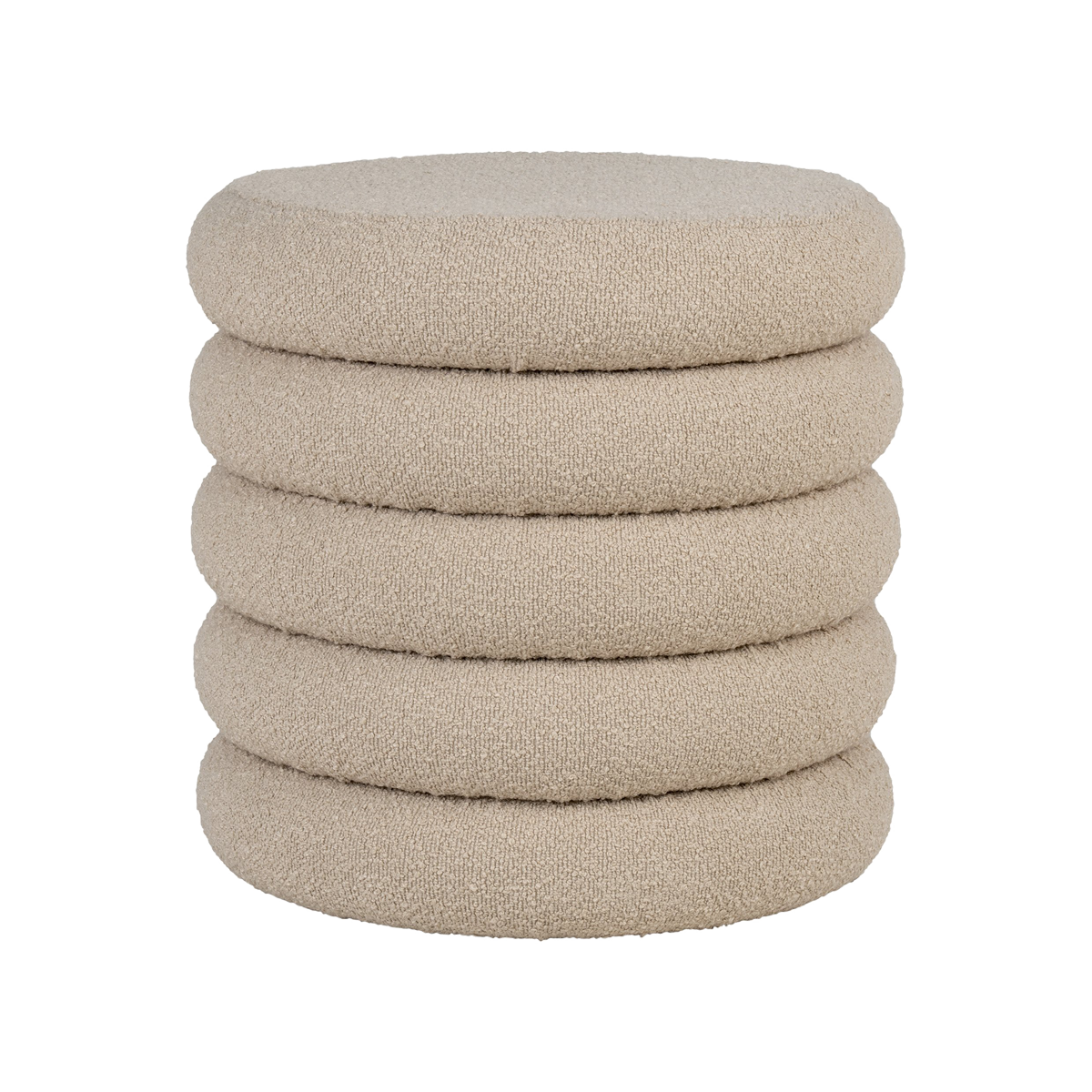 Willemijn poef bouclé beige - met opbergruimte - Ø 44 cm | Gewoonstijl