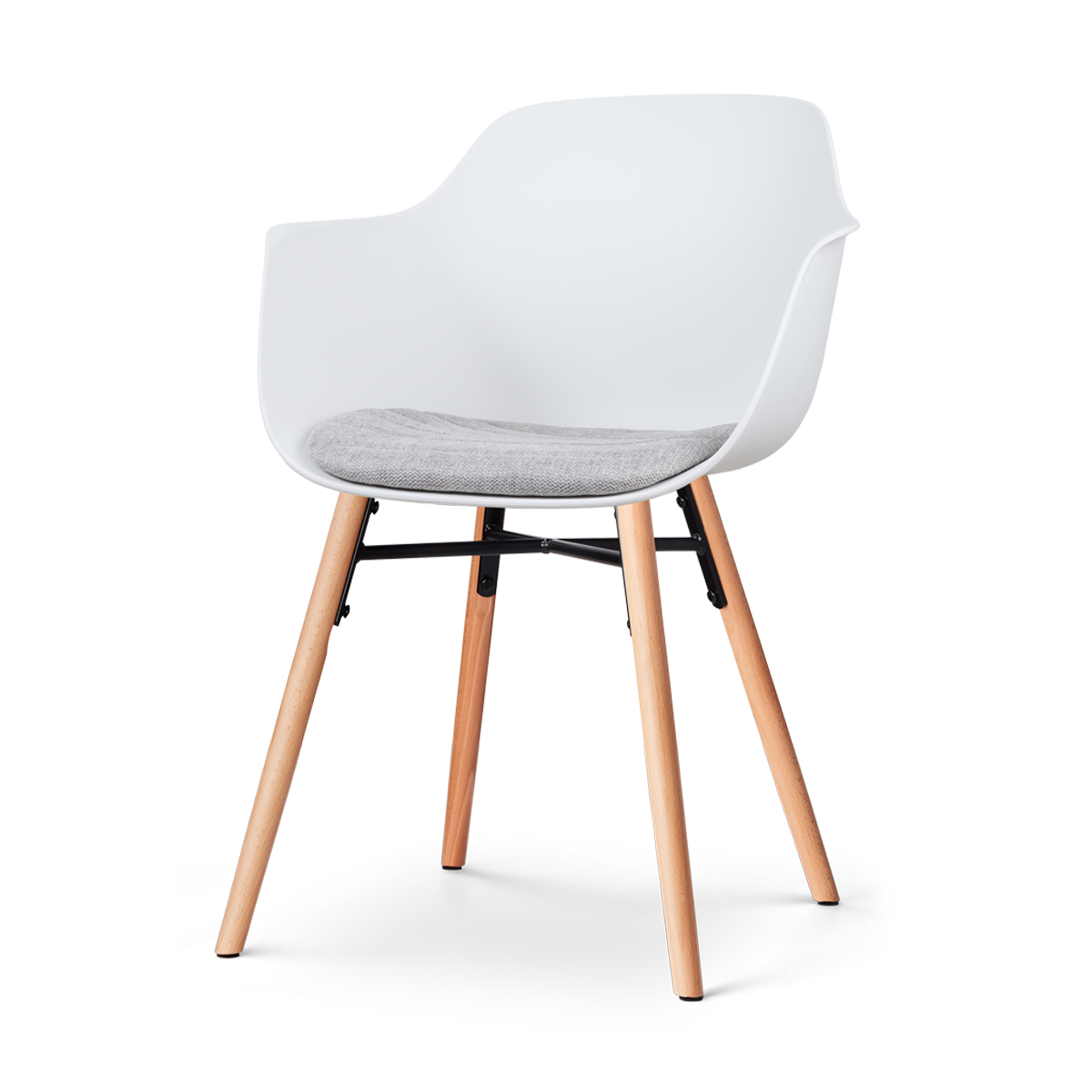 Nena-Fé eetkamerstoel rib creme - houten onderstel | Gewoonstijl