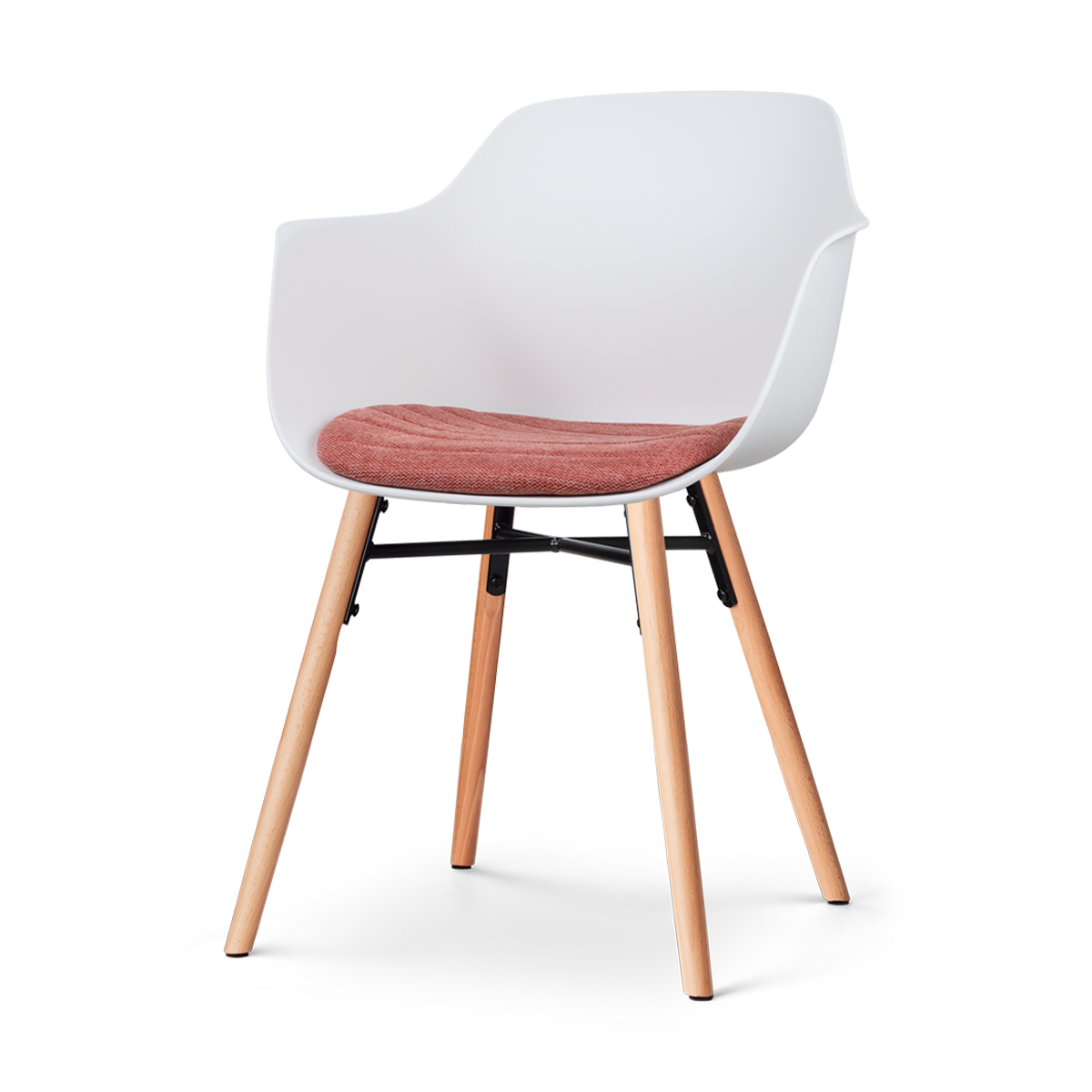 Nena-Fé eetkamerstoel rib creme - houten onderstel | Gewoonstijl