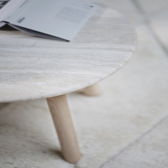 Taransay houten salontafel whitewash - Ø90 cm | Gewoonstijl