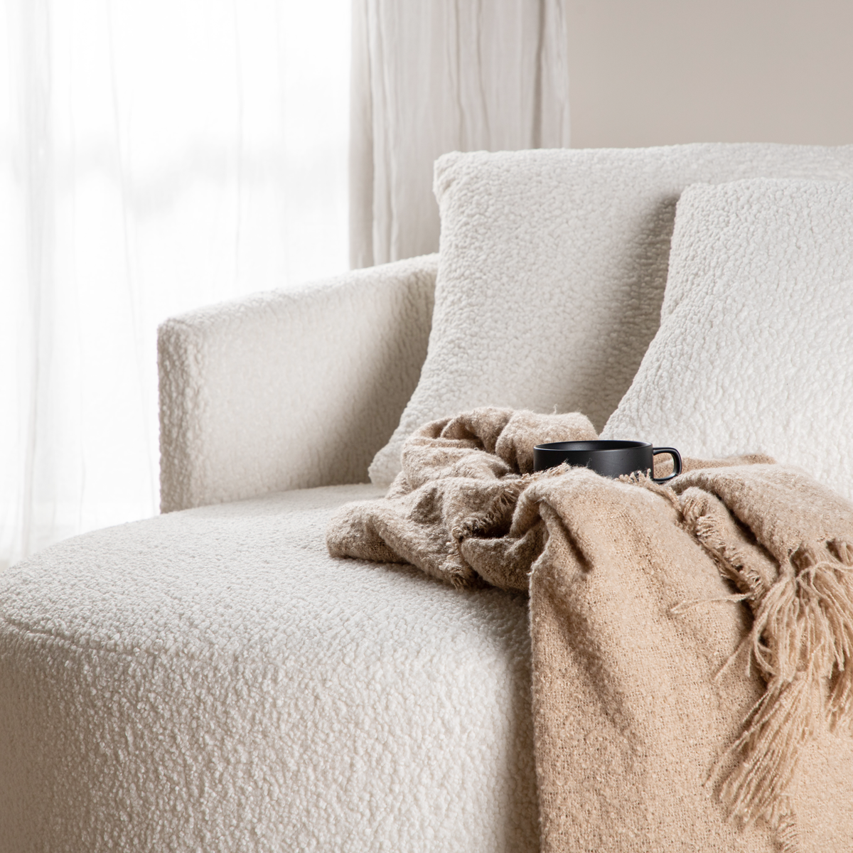 Kathleen loveseat teddystof wit | Gewoonstijl