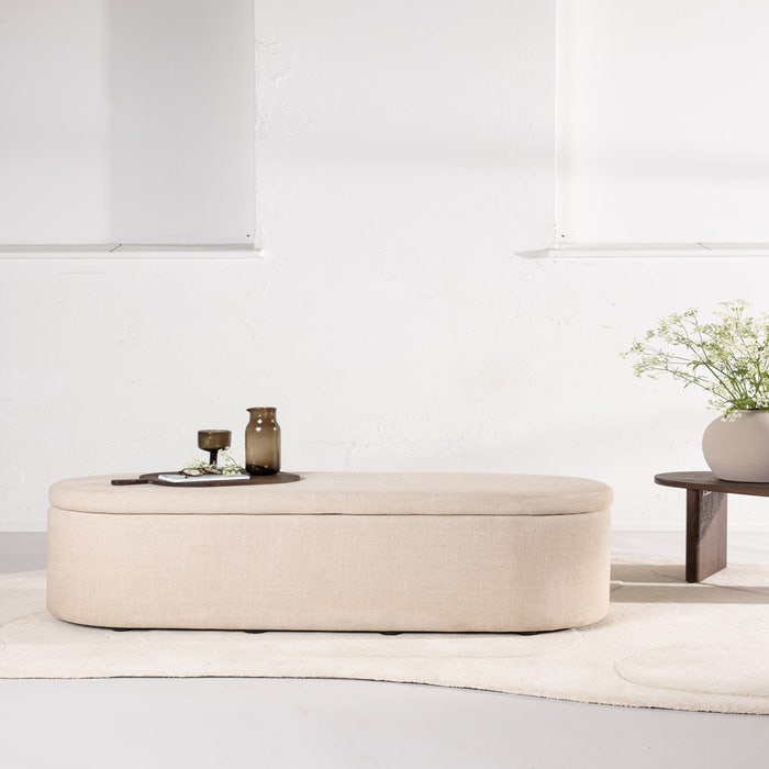 Stella bankje met opbergruimte gebroken wit - 130 x 47 cm | Gewoonstijl