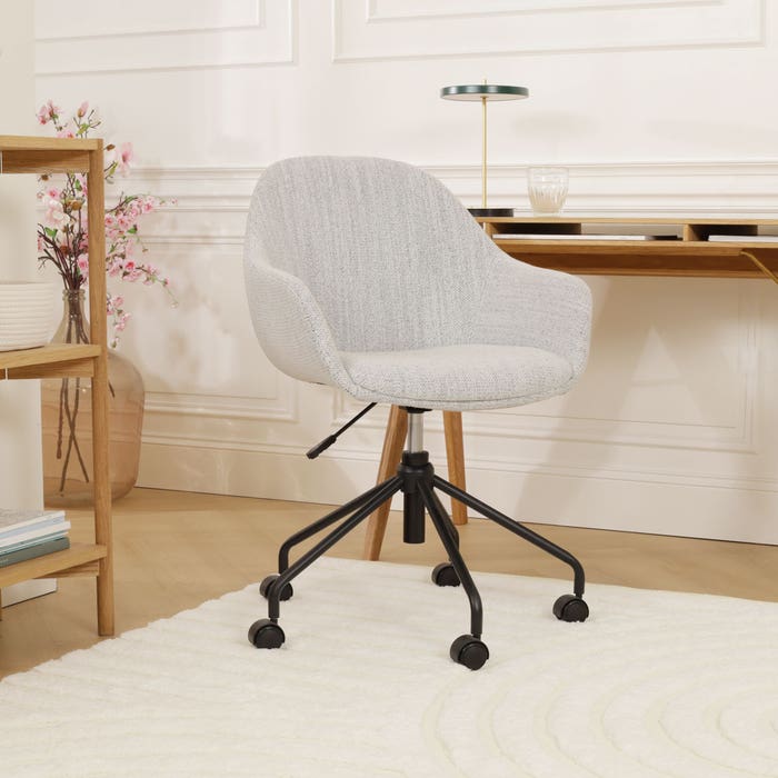 Bureaustoel beige gemêleerd met zwart onderstel Nout-Mae | Gewoonstijl