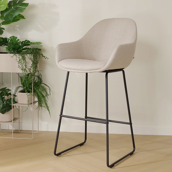 Nino-Mae barkruk beige - zwart onderstel - 75 cm | Gewoonstijl