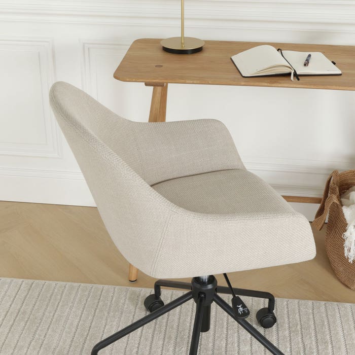 Nout-Mae bureaustoel beige - zwart onderstel | Gewoonstijl