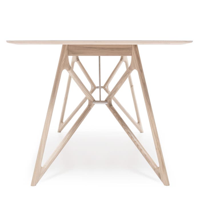Tink table houten eettafel whitewash - met linoleum tafelblad dark olive - 220 x 90 cm | Gewoonstijl